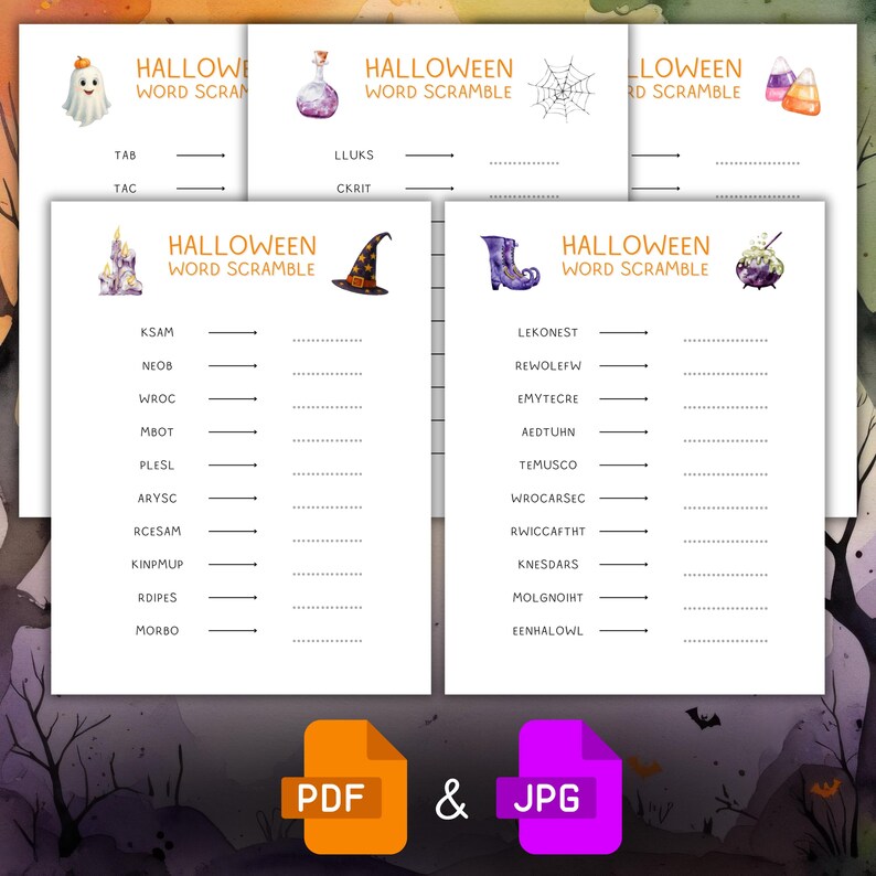 Halloween Word Scramble Games for Kids, Printable Spooky Word ...