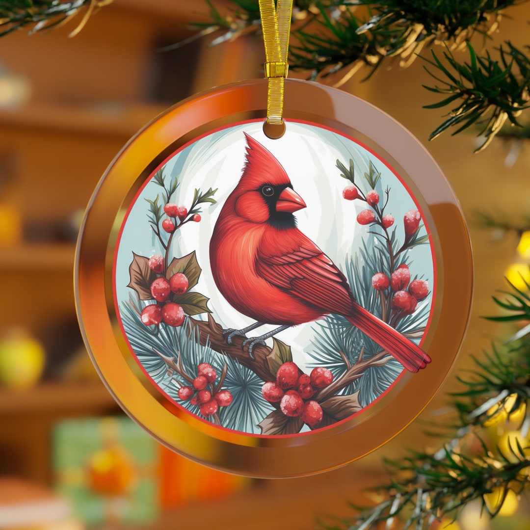 Cardinal Bird Glass Christmas Tree Ornament Cardinal Ornament Cardinal ...