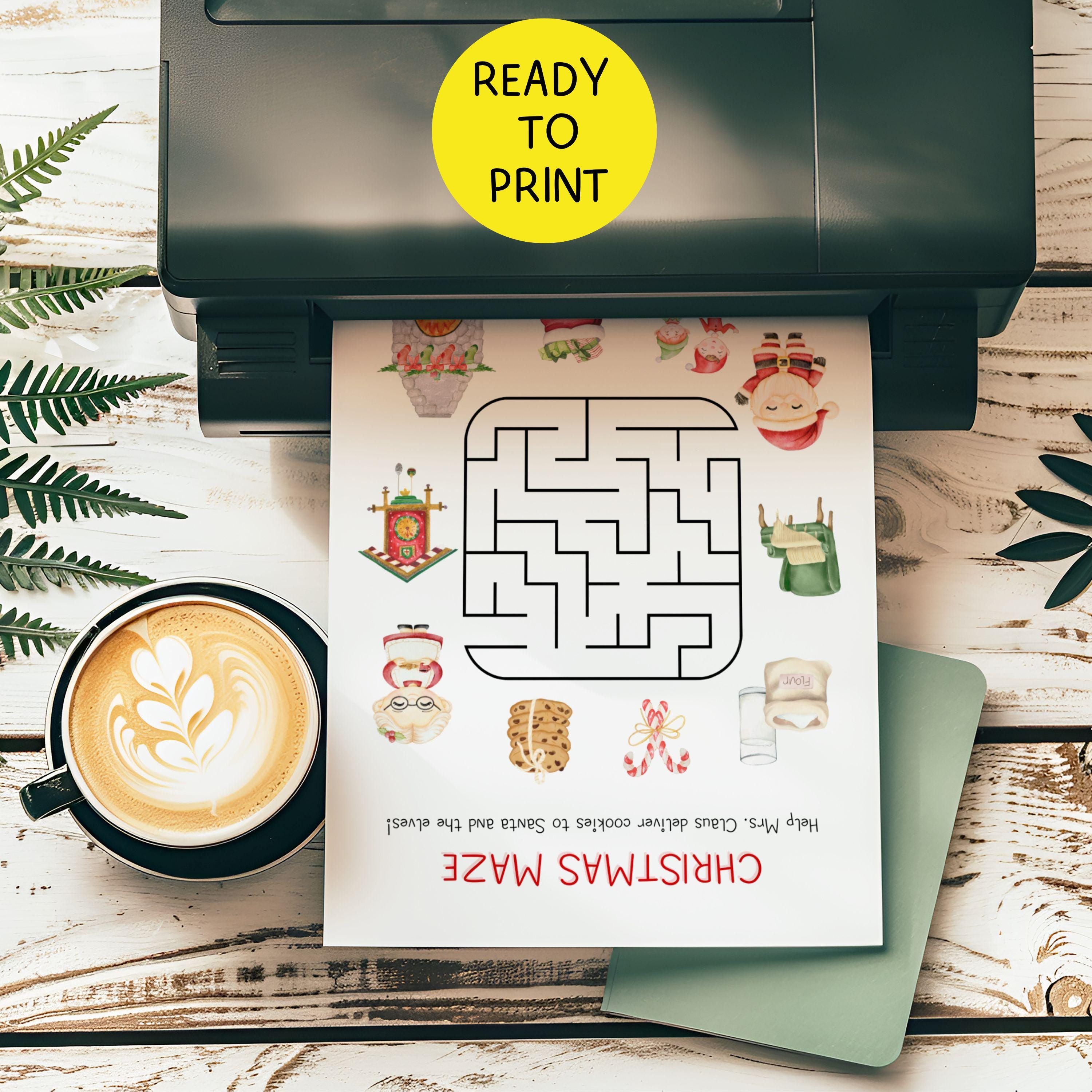 Christmas Maze Games for Kids, Printable Xmas Maze Puzzles for Children ...