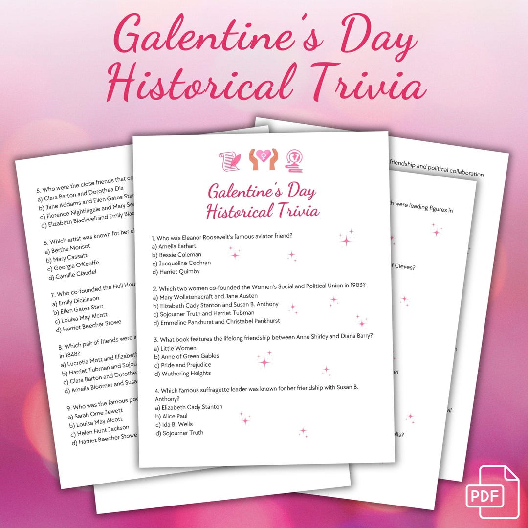Galentine’s Day Historical Trivia | Women in History | Printable Ladies ...