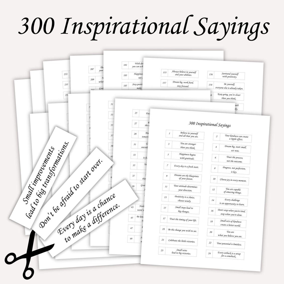 300 Printable Inspirational Sayings for Multiple Uses, Phrases for ...