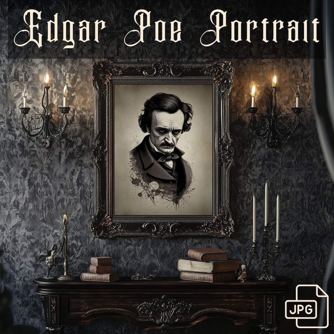 Edgar Allan Poe Portrait, Printable Edgar Poe Wall Art, Edgar Allen Poe ...