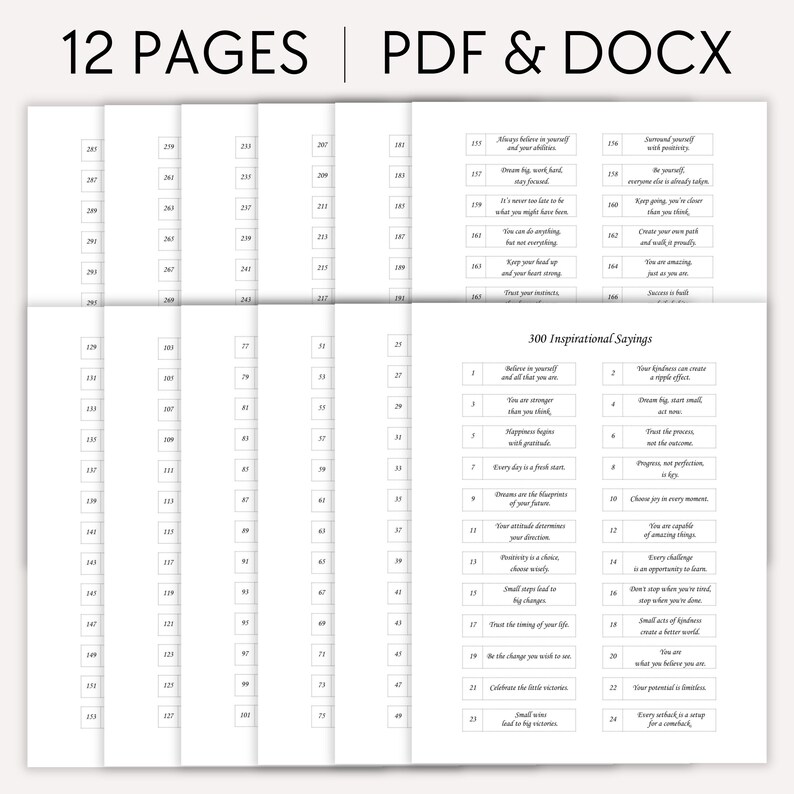 300 Printable Inspirational Sayings for Multiple Uses, Motivational ...