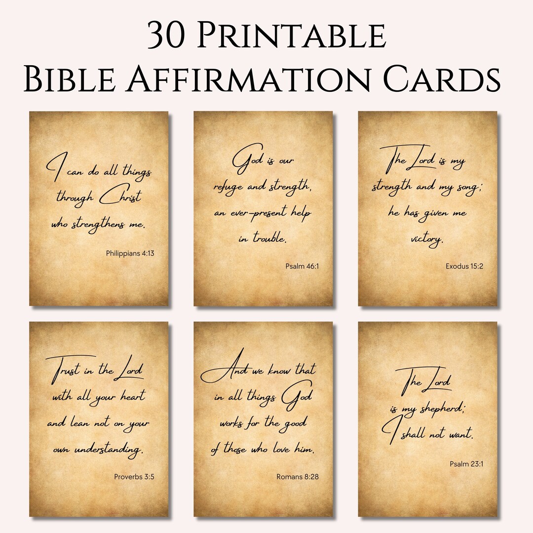 30 Printable Bible Affirmation Cards, Words of Christian Affirmations ...