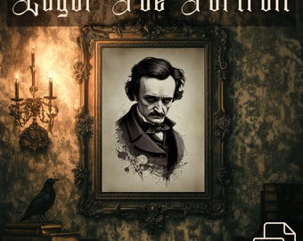 Edgar Allan Poe Portrait, Printable Wall Art, Dark Gothic Poster, Edgar ...