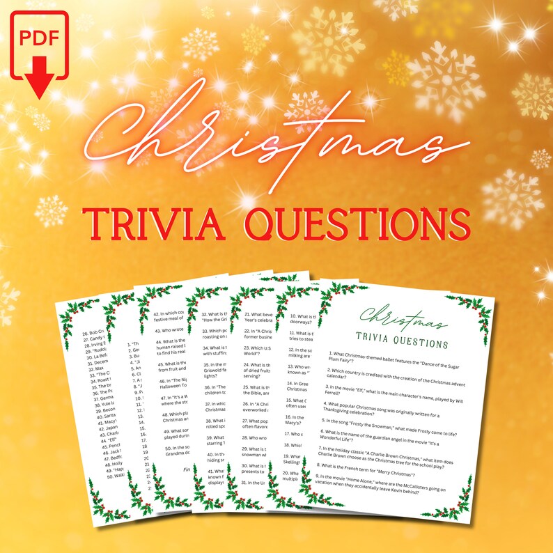 Christmas Trivia Questions With Correct Answers, Xmas Trivia Party Game ...
