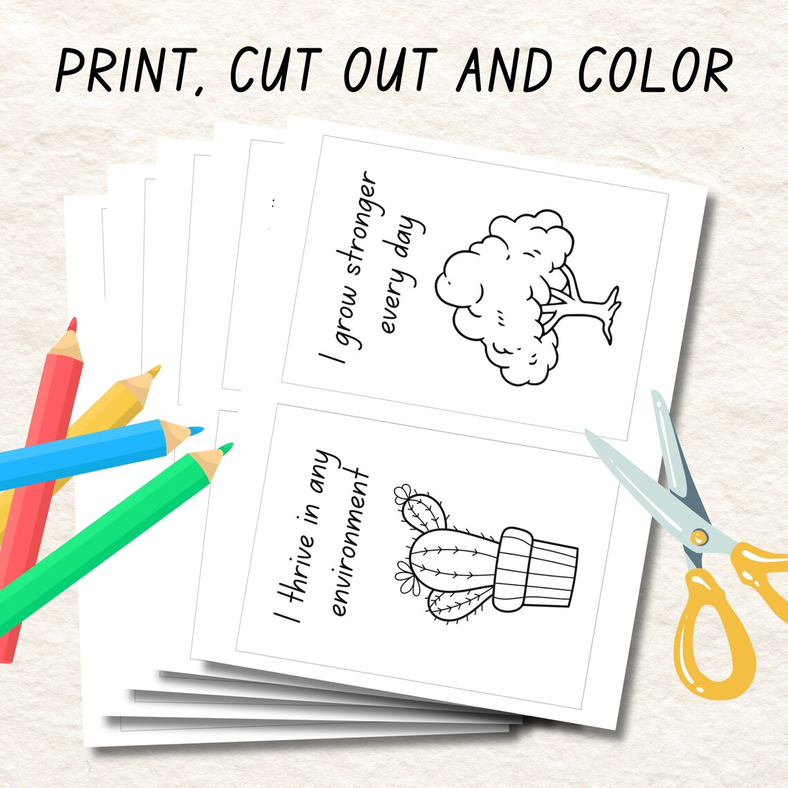 10 Printable Coloring Affirmation Cards for Kids - Coloring Pages for ...