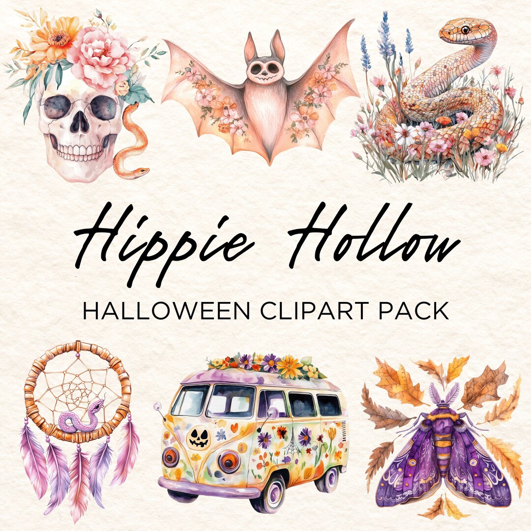 Hippie Hollow Halloween Clipart Pack, 10 Transparent Png Files ...