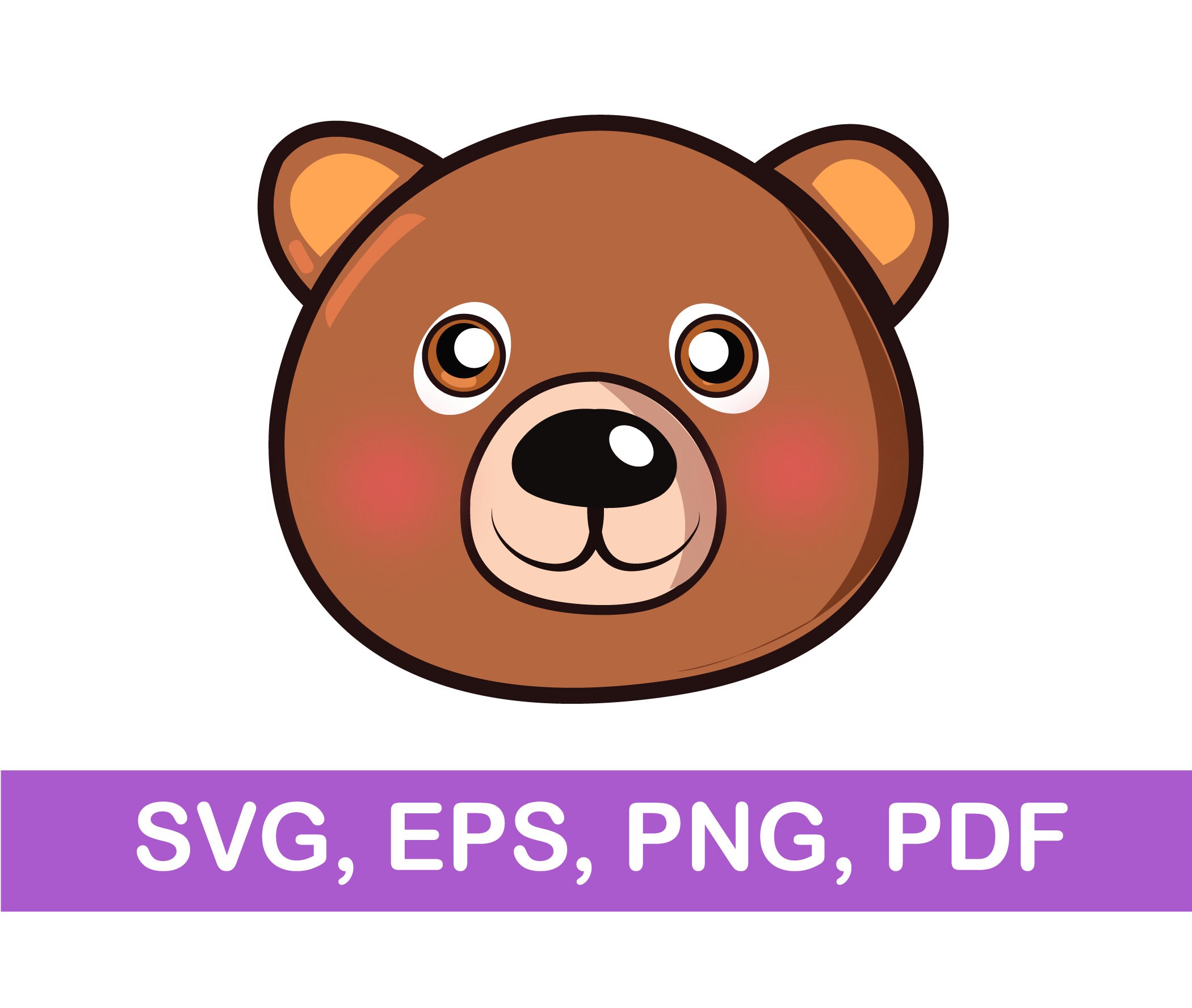 Bear Face SVG PNG EPS Downloadable Clipart, Bear Clipart, Bear Single ...