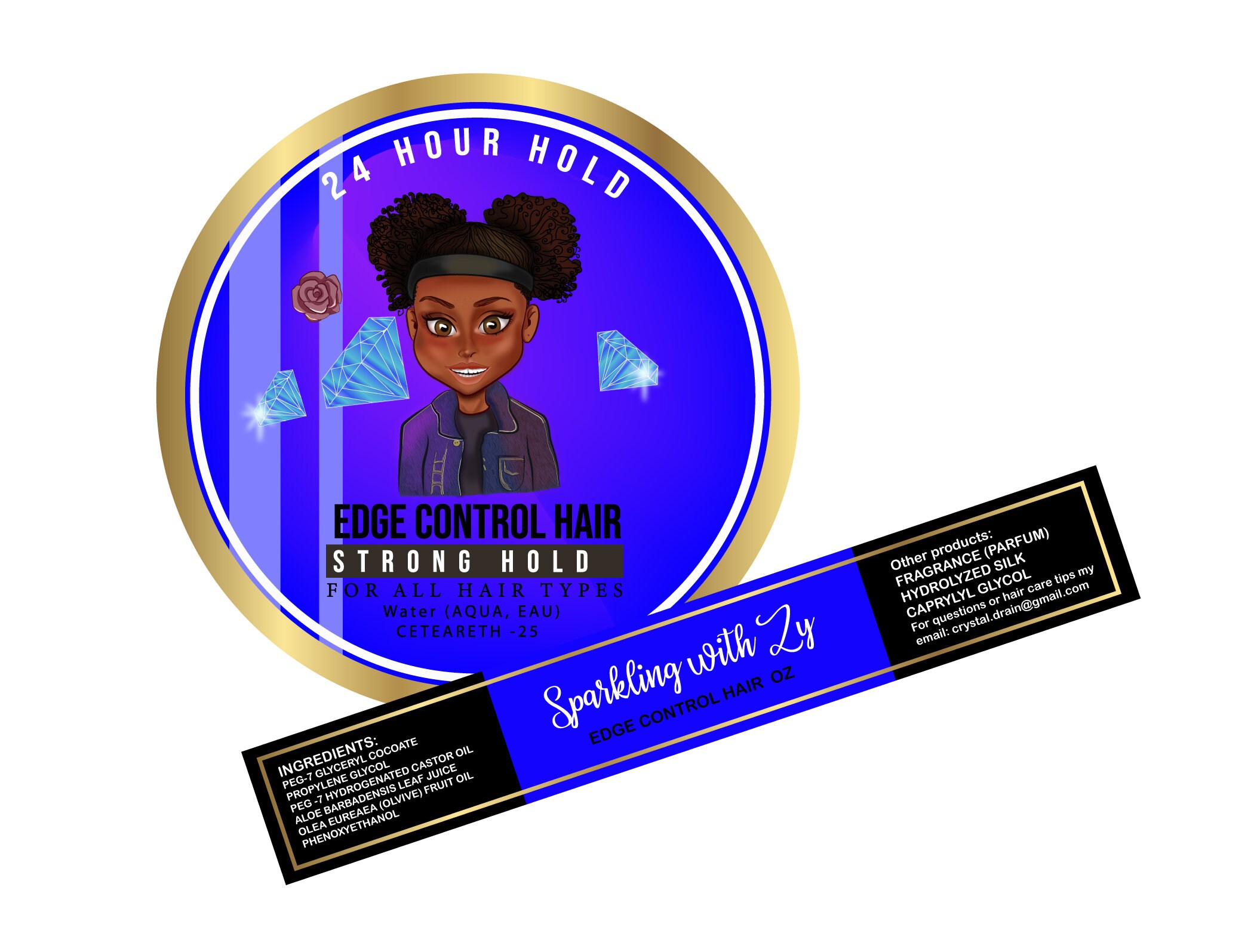 CUSTOM, Edge Control Labels Sticker Pink and Gold, Gold Edge Control ...