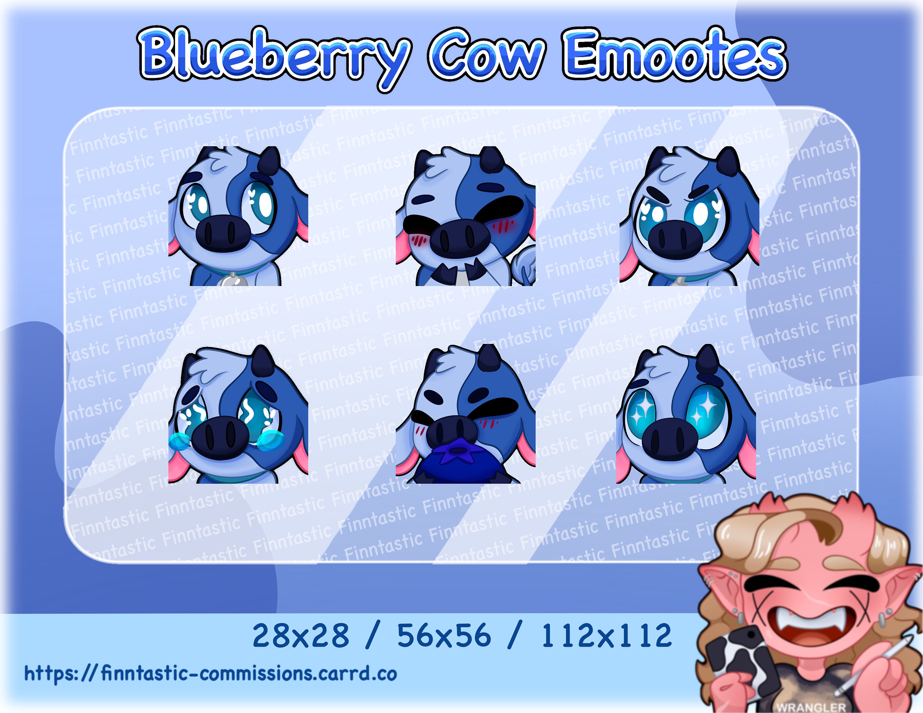 Blueberry Cow E"moo"tes Perfect for Discord, Twitch, and Youtube - Etsy