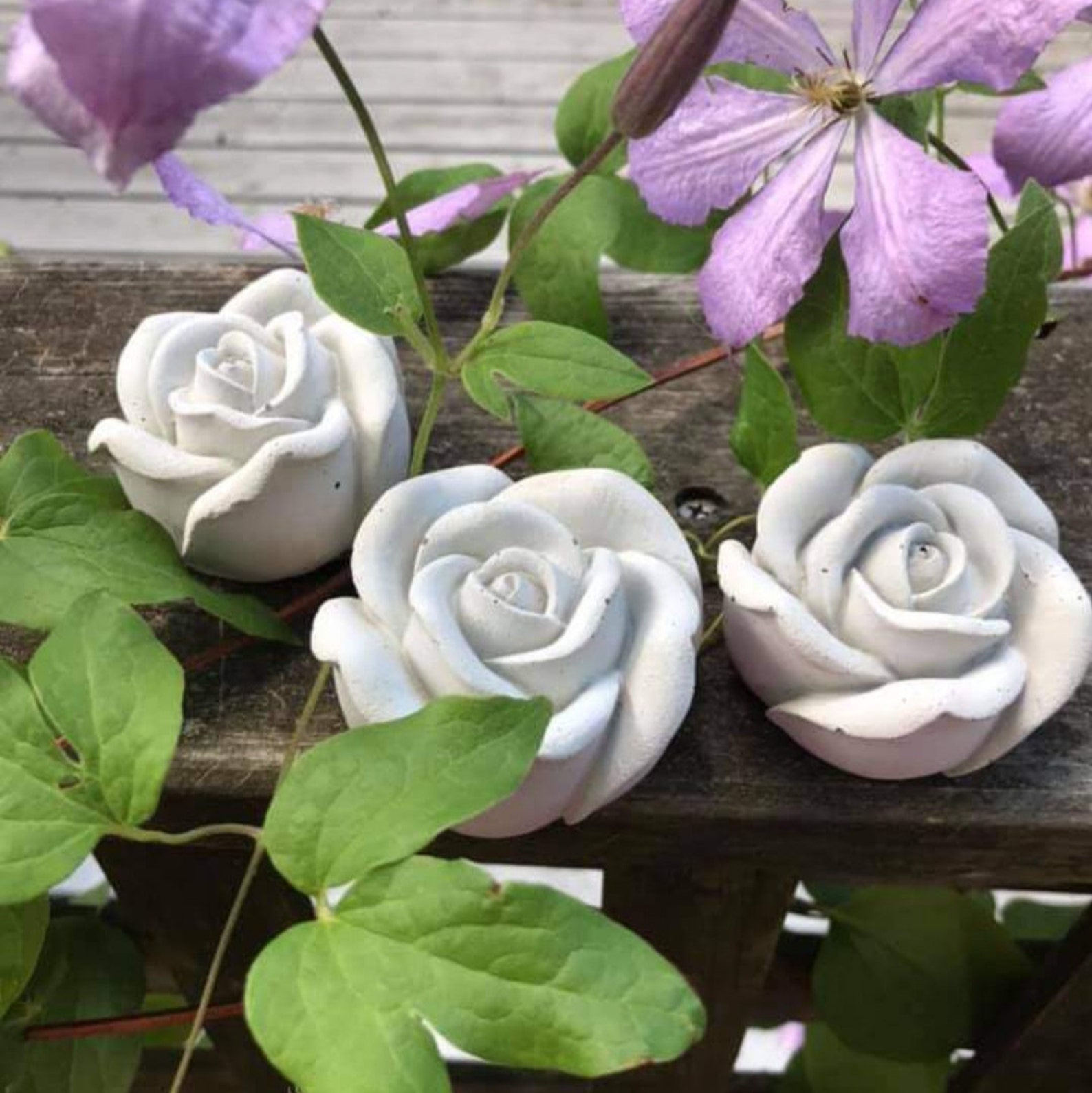 Cement Roses Set of 3 | Etsy