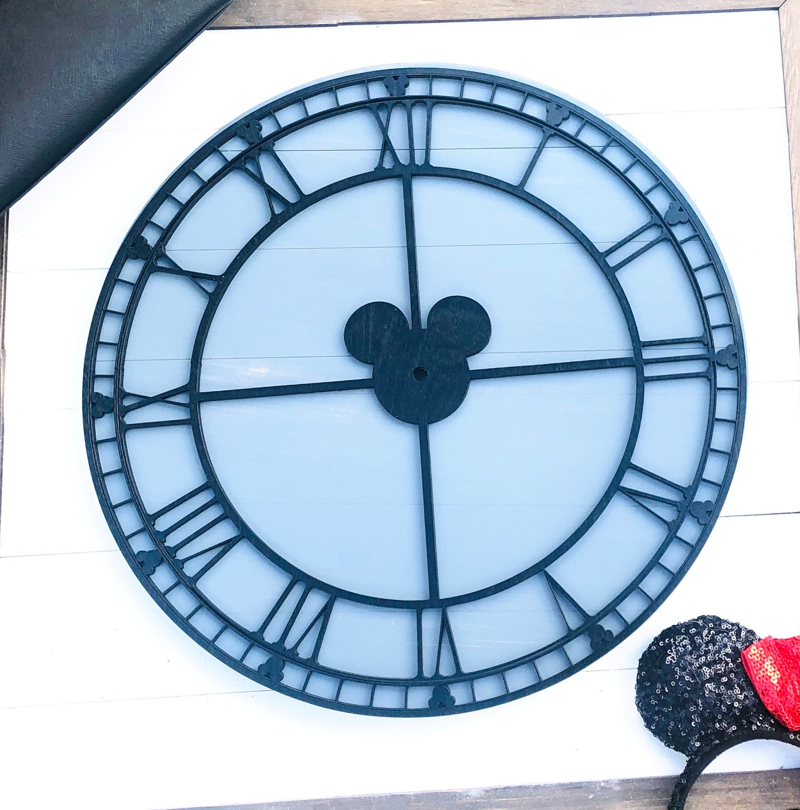 Mickey Farmhouse Clock Hidden Mickey Clock Disney Clock | Etsy