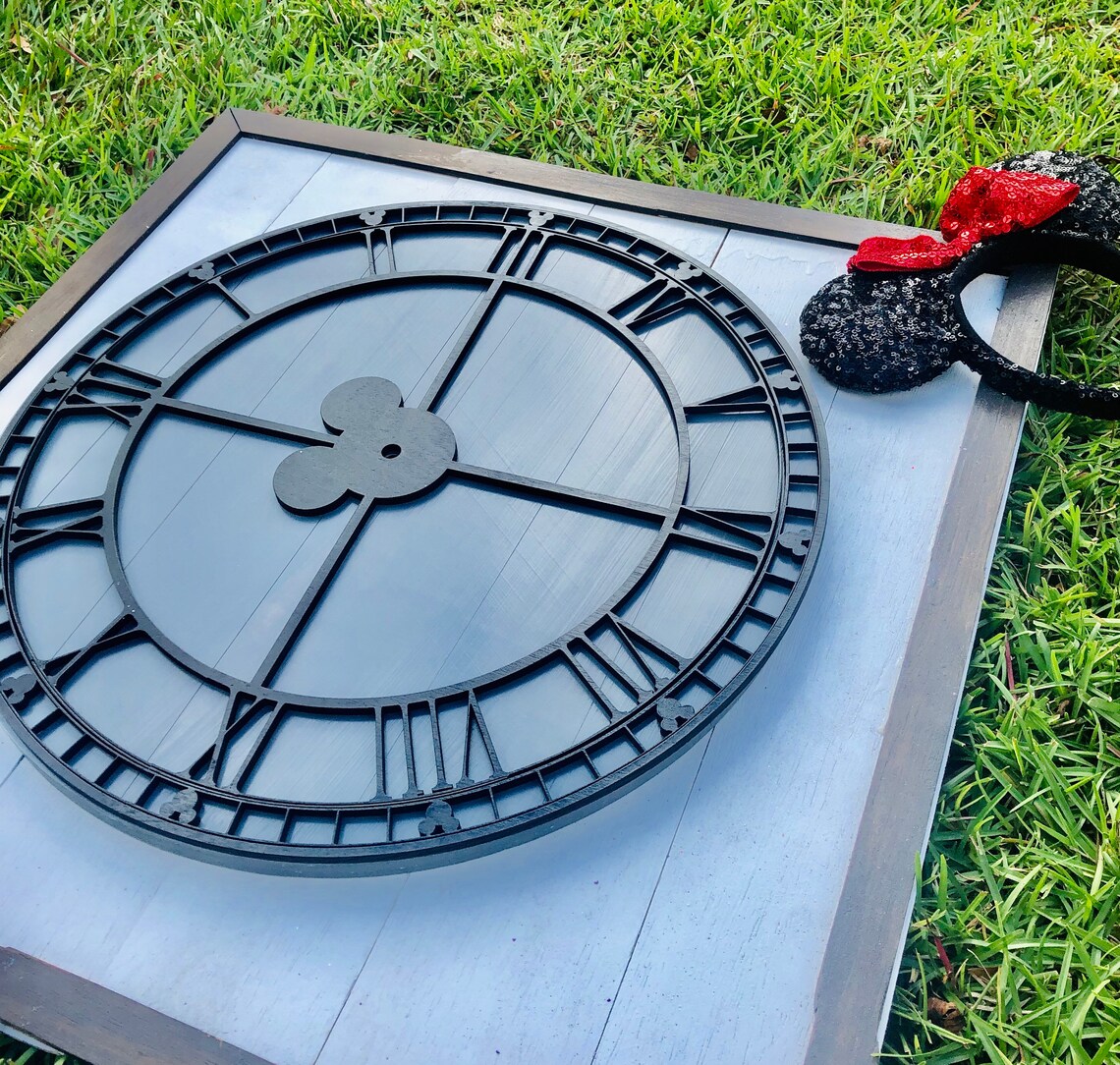 Mickey Farmhouse Clock Hidden Mickey Clock Disney Clock | Etsy