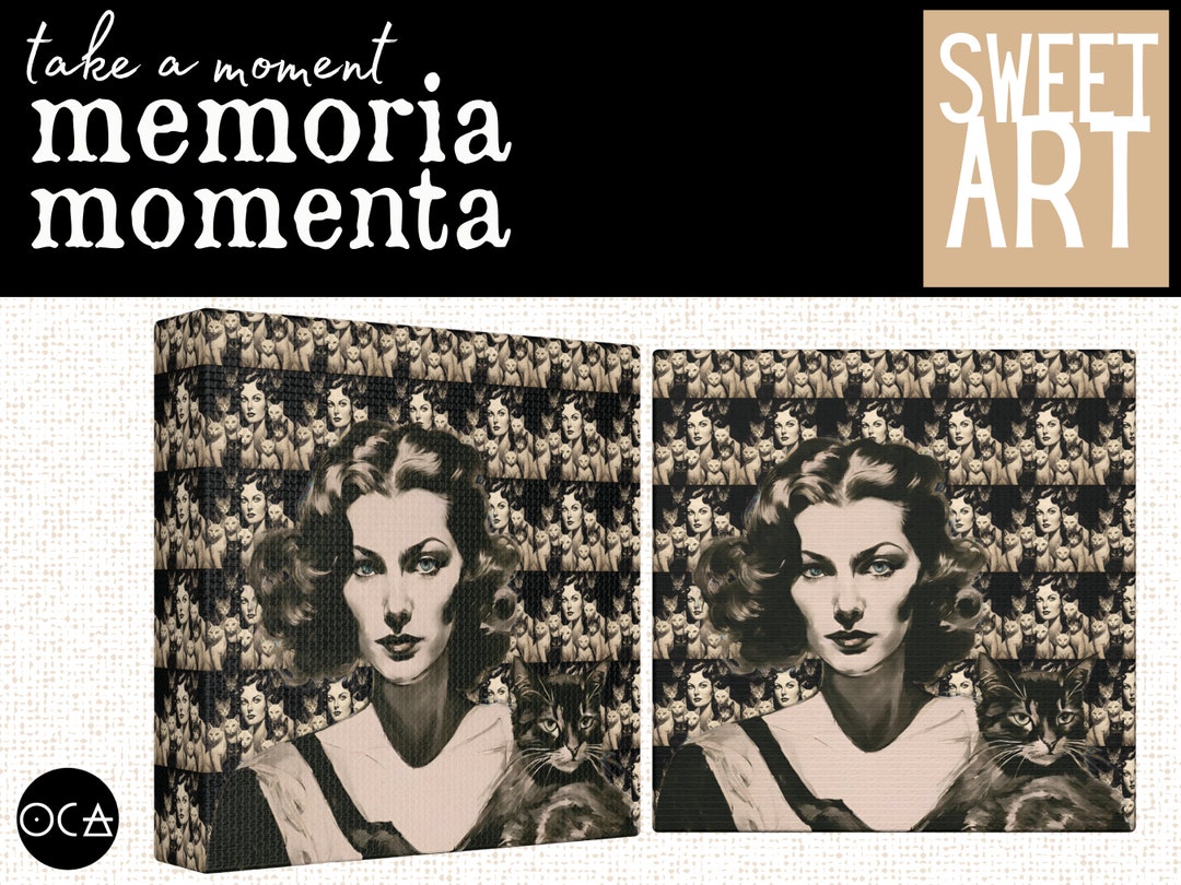 Femme Feline Collage Wall Art 6x6 Cotton Canvas Herbteller Sweetart ...