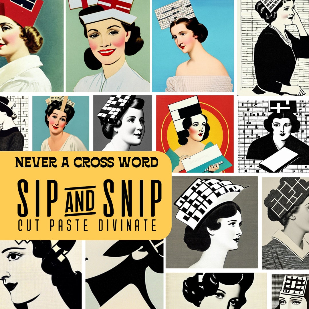 Sip & Snip Collage Kit digital/printables Never a Cross Word - Etsy