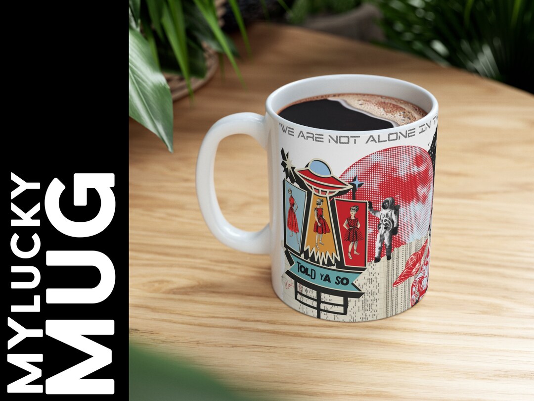 Space Lady UAP/UFO Mug (original Collage Art /3 Color Options) - Etsy