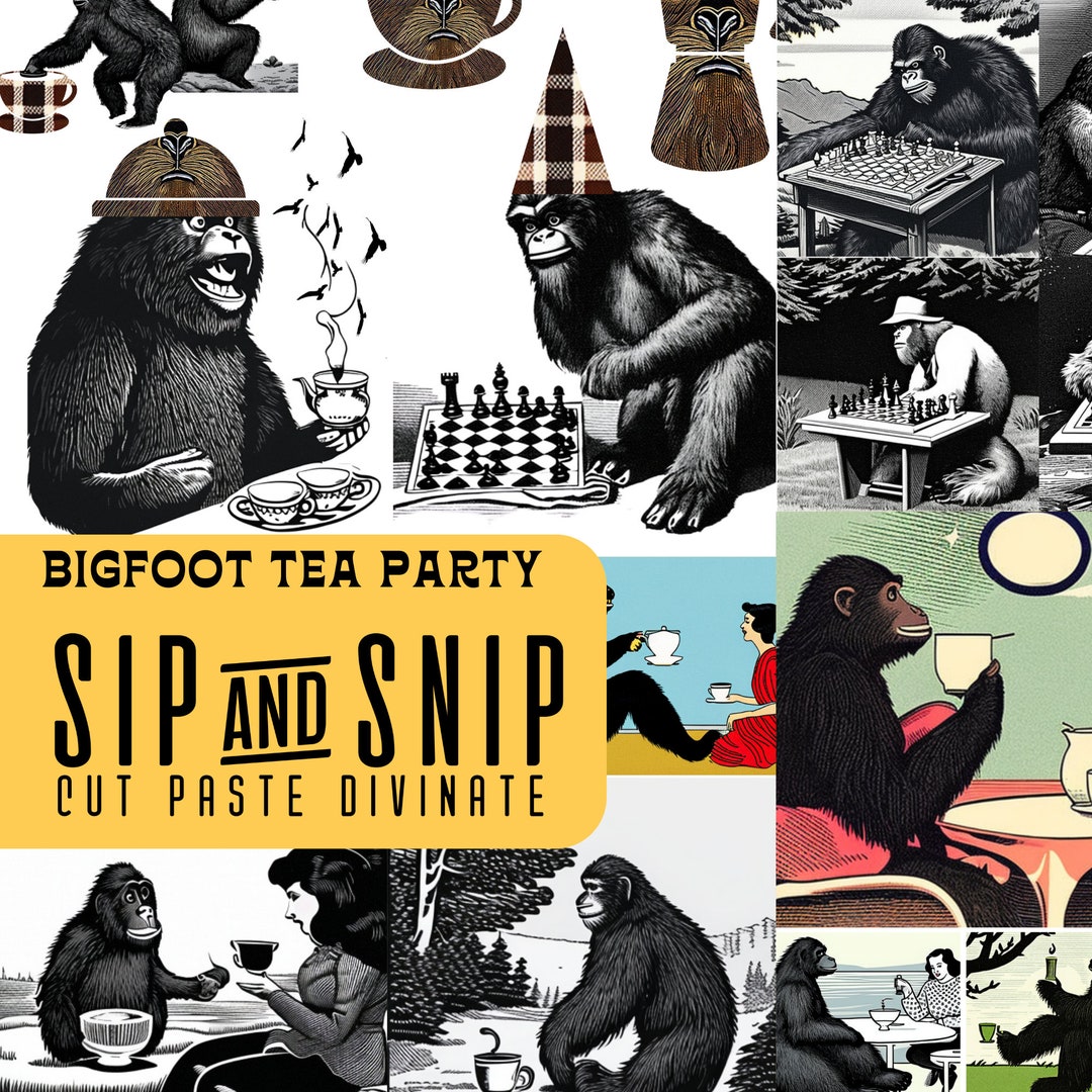 Bigfoot Tea Party Sip&snip Collage Kit digital/printable - Etsy