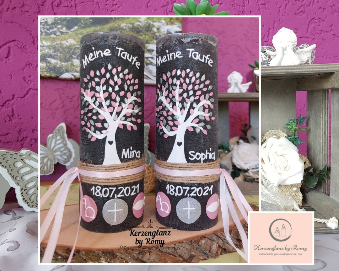 Baptismal Candle Tree of Life With Faith Symbols for Girls Rustica ...