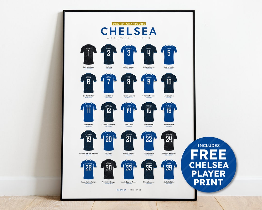 Chelsea Women's Super League 2023-24 Champions Squad Print - WSL ...
