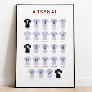 Arsenal Women's Super League 2023-24 Squad Print - Shirt Poster Art ...