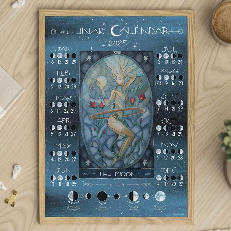 Moon Calendar 2025 / Lunar Calendar / Moon Phases Printable - Etsy