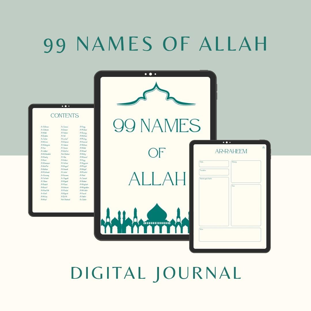 Digital Journal 99 Names of Allah Al Asma Ul Husna Islamic Studies ...