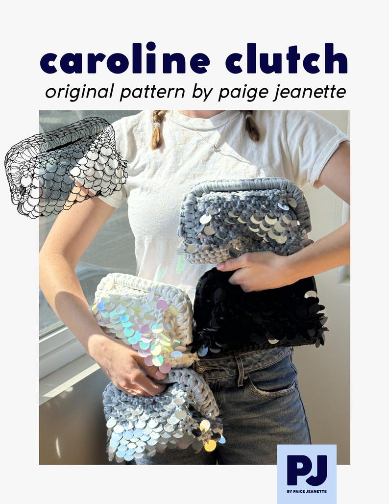 PATTERN - Caroline Clutch Pattern (crochet Sequin Clutch Purse Pattern ...