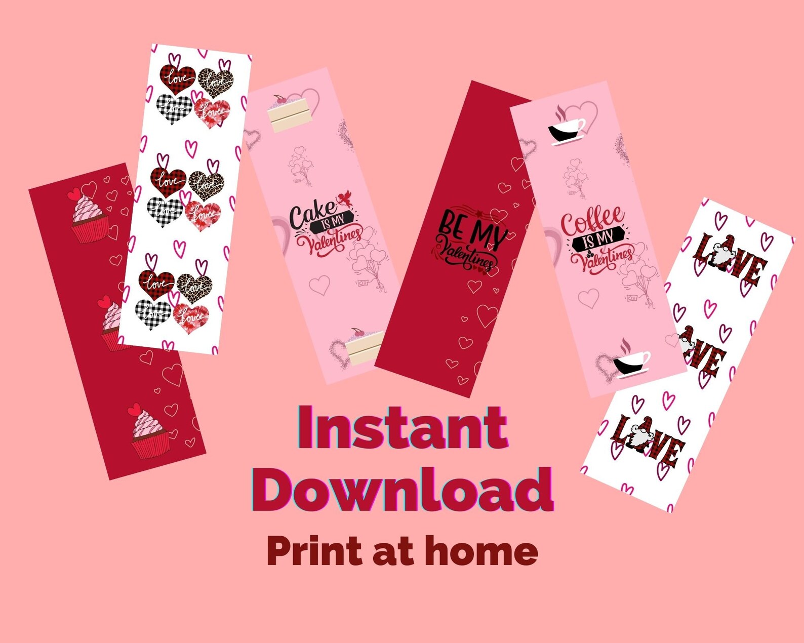 Valentines Day Printable Bookmarks, 12 Printable Bookmarks Bundle ...