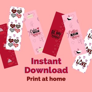 Valentines Day Printable Bookmarks, 12 Printable Bookmarks Bundle ...