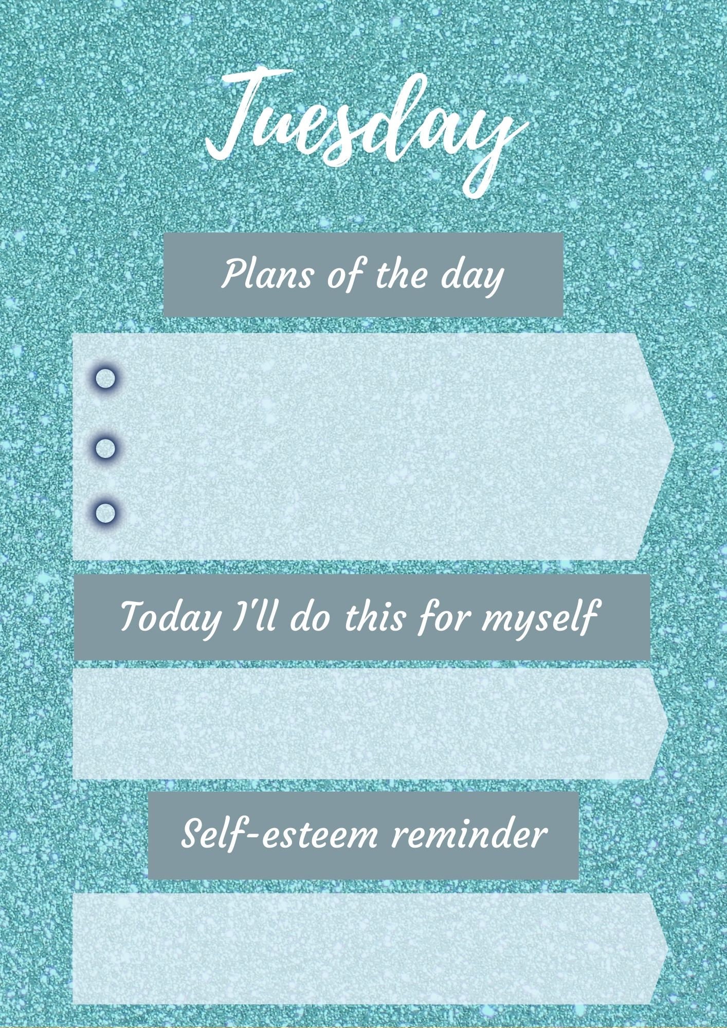 Self-esteem Boost Daily Journal, Daily Planner Printable, Wellness ...
