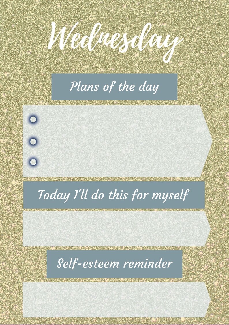 Self-esteem Boost Daily Journal, Daily Planner Printable, Wellness ...