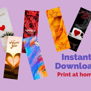 Valentines Day Printable Bookmarks, 12 Printable Bookmarks Bundle ...
