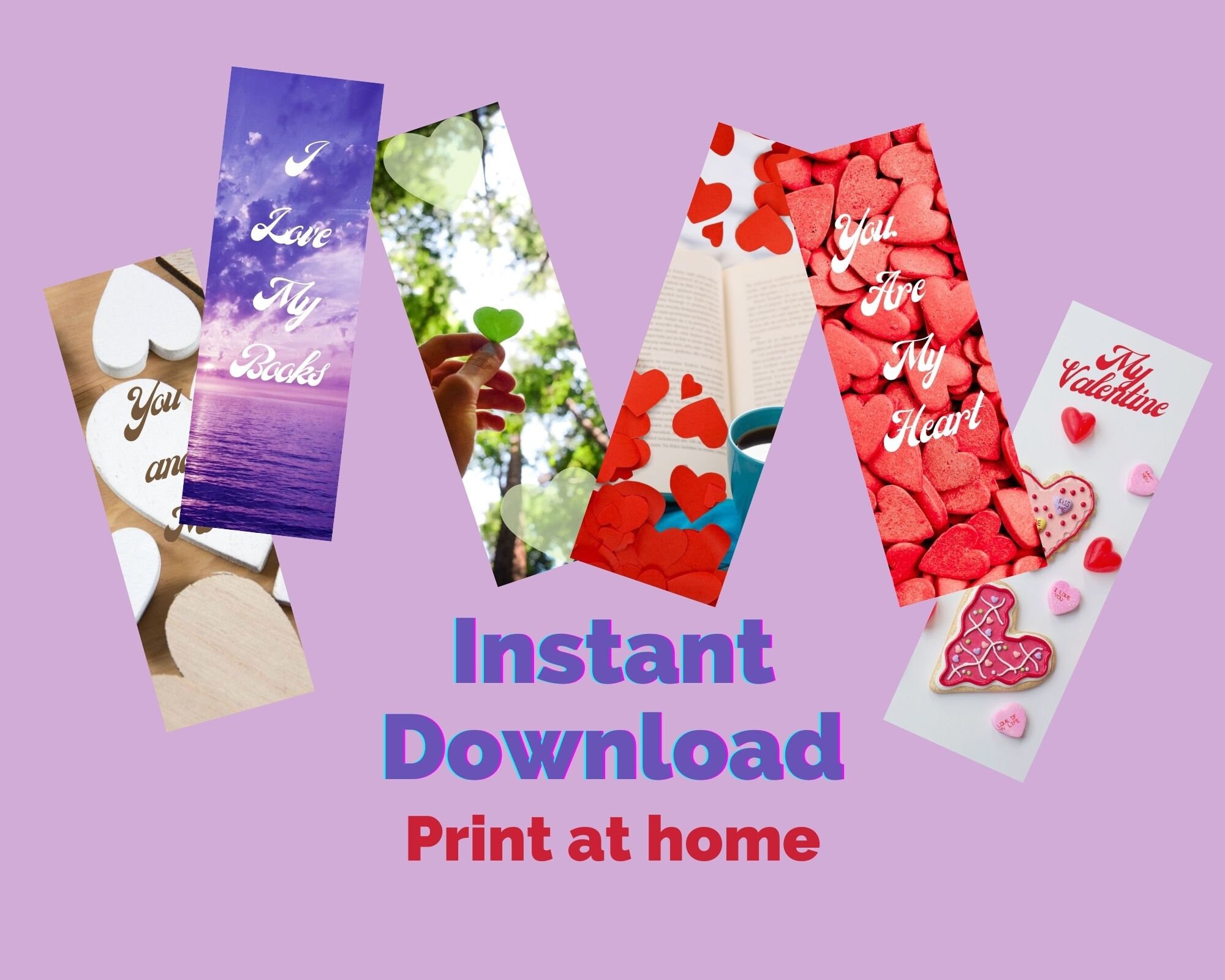 Valentines Day Printable Bookmarks, 12 Printable Bookmarks Bundle ...