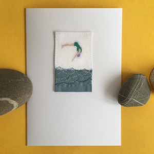 Swimmer Card Diver Card Embroidered Card Female Swimmer - Etsy