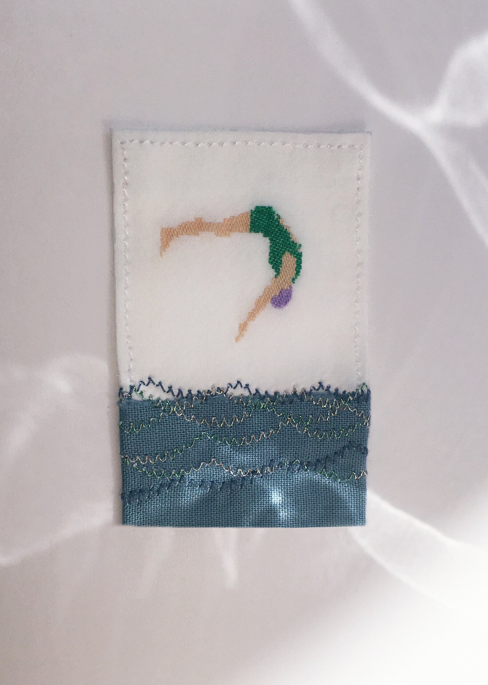 Swimmer Card, Diver Card, Embroidered Card, Female Swimmer Card, Sea ...