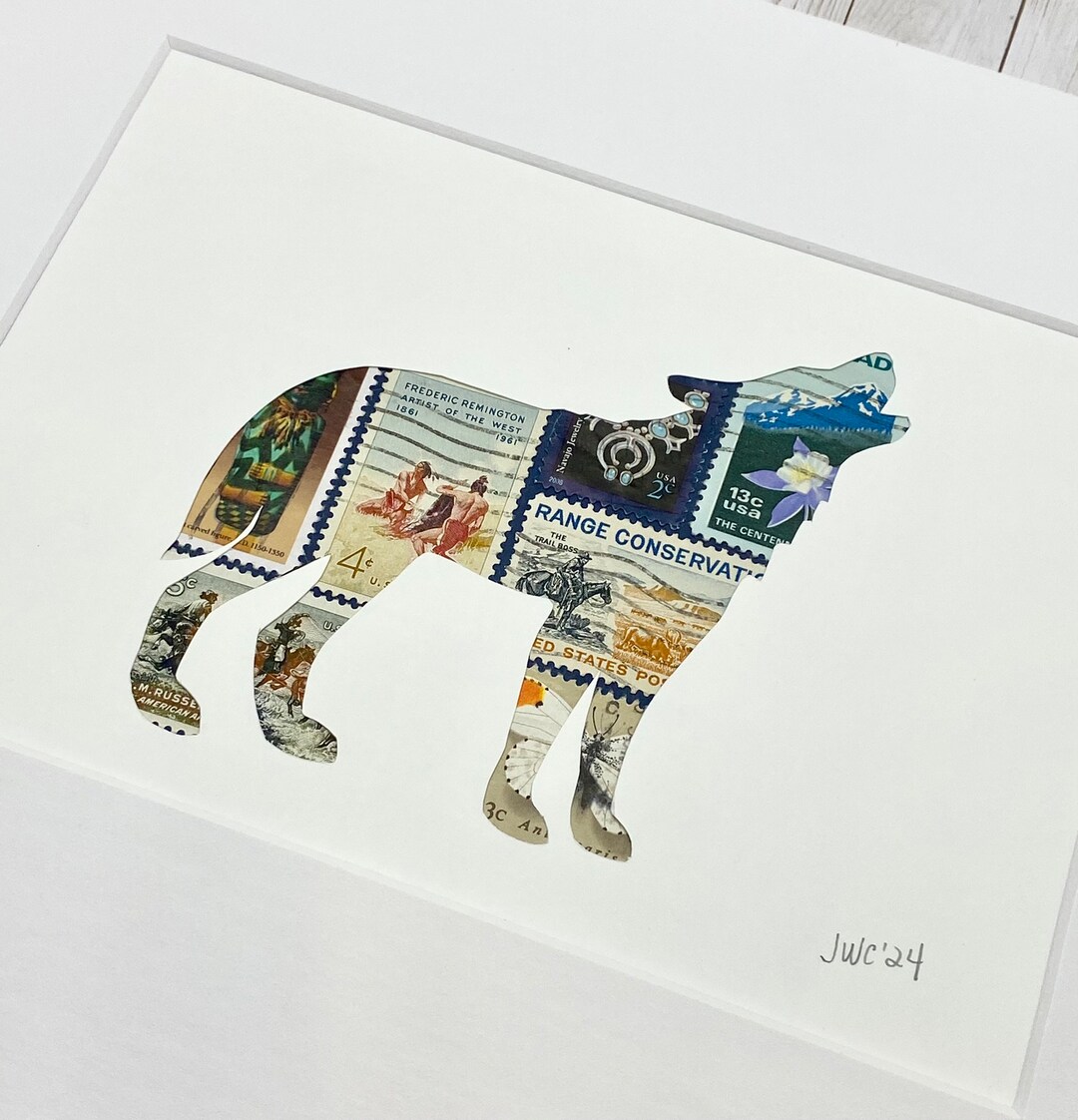 Wolf Postage Stamp Wall Art in 8x10, Americana Art Decor - Etsy