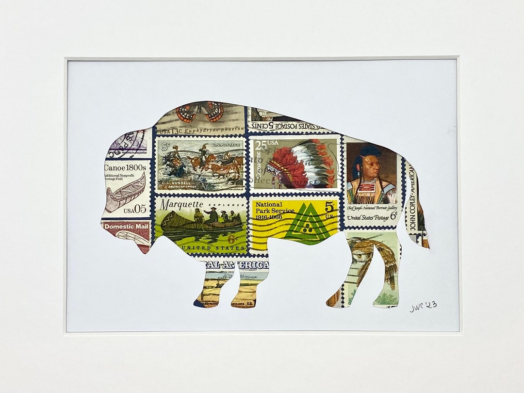 Buffalo Postage Stamp Wall Art in 8x10 Americana Art Decor - Etsy