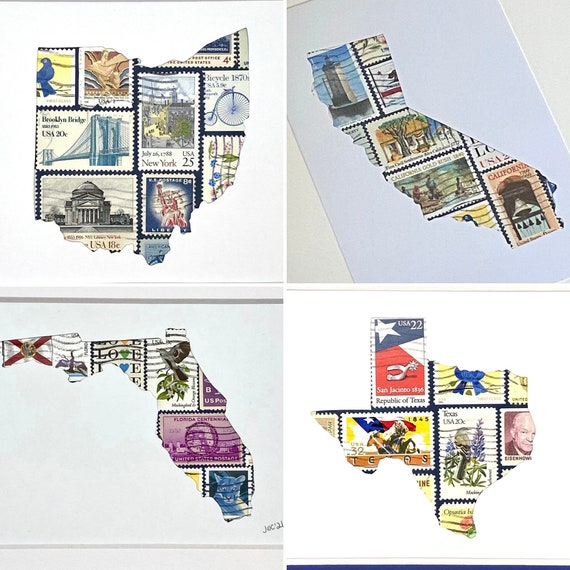 Custom US State Postage Stamp Wall Art in 8x10 Home State - Etsy