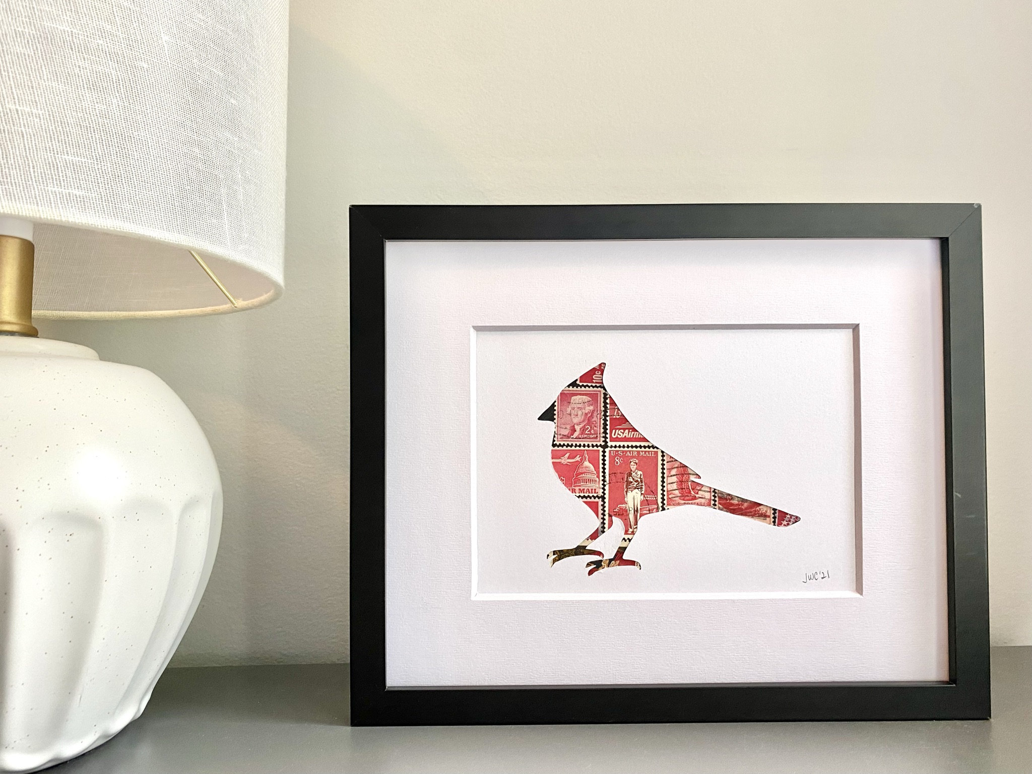 Red Cardinal Postage Stamp Wall Art in 8x10, Bird Decor, Cardinal Lover ...