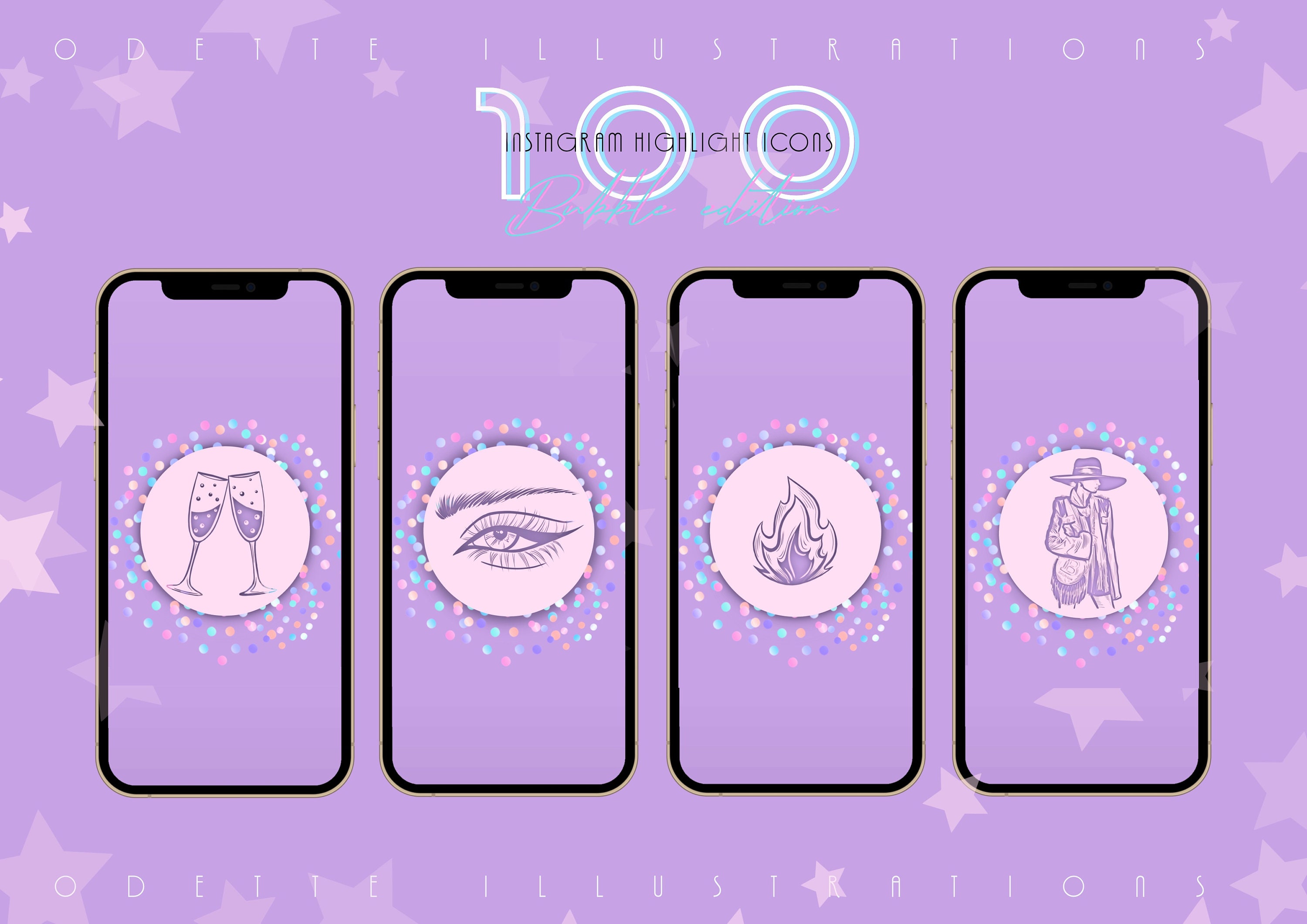 Purple Instagram Highlights bubble edition IG story covers | Etsy