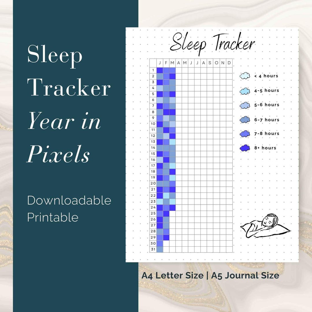 Sleep Tracker Yearly Diary Printable Journal Page Insert A5 Sleep Log ...