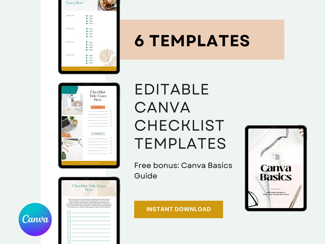 6 Checklist Templates Canva Editable Canva Template Digital Printable ...