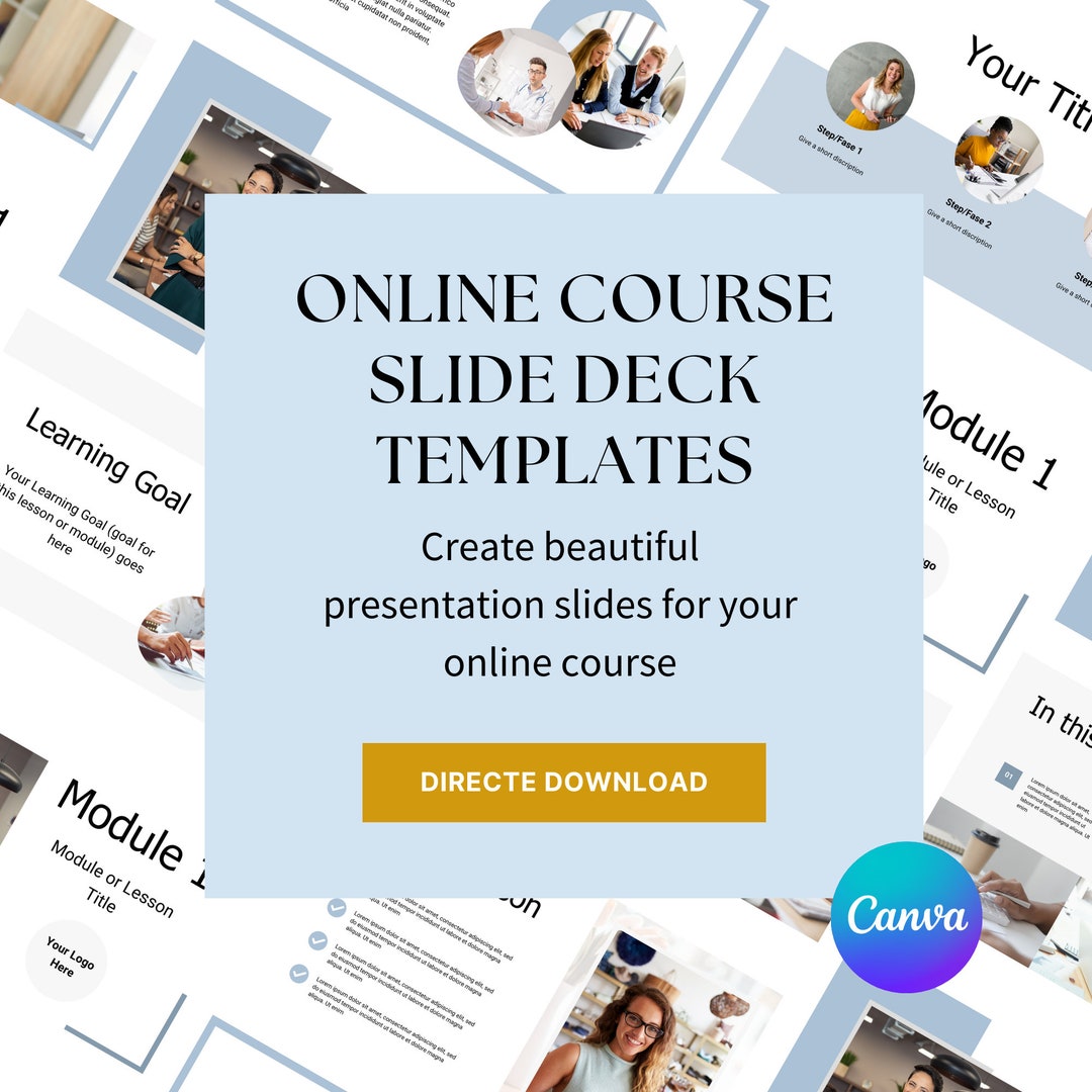 Business Online Course Slide Deck Templates Canva Course Template ...