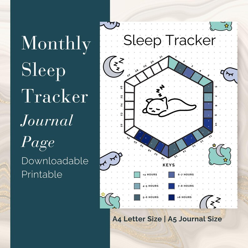 Sleep Tracker Monthly | Printable Journal Page Insert A5 | Sleep Log ...