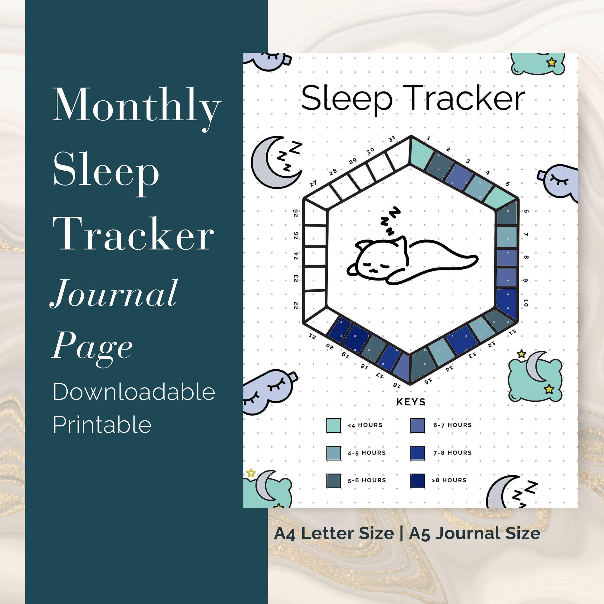Sleep Tracker Monthly Printable Journal Page Insert A5 Sleep Log Health ...