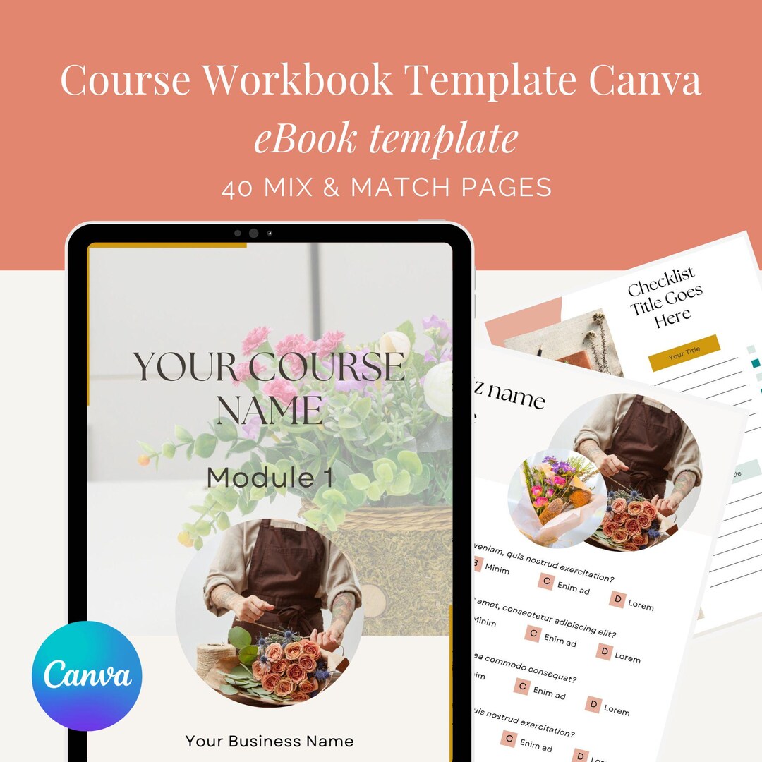 Online Course Workbook Templates for Canva | Ebook Template, Course ...