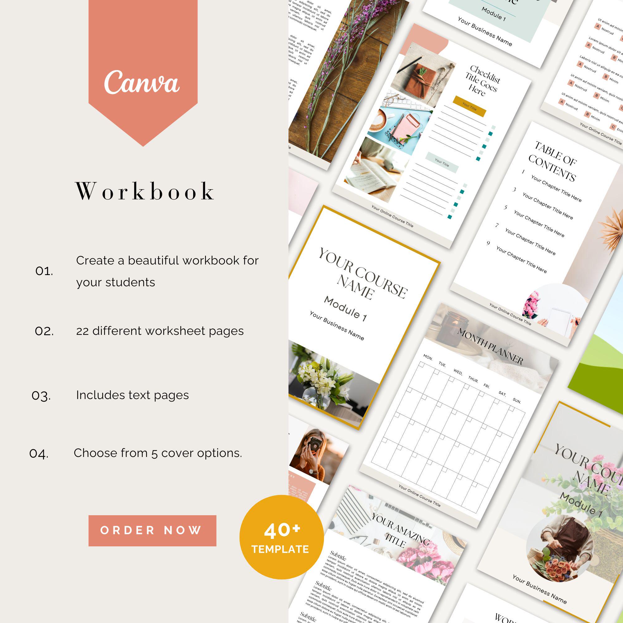 Online Course Workbook Templates for Canva | Ebook Template, Course ...
