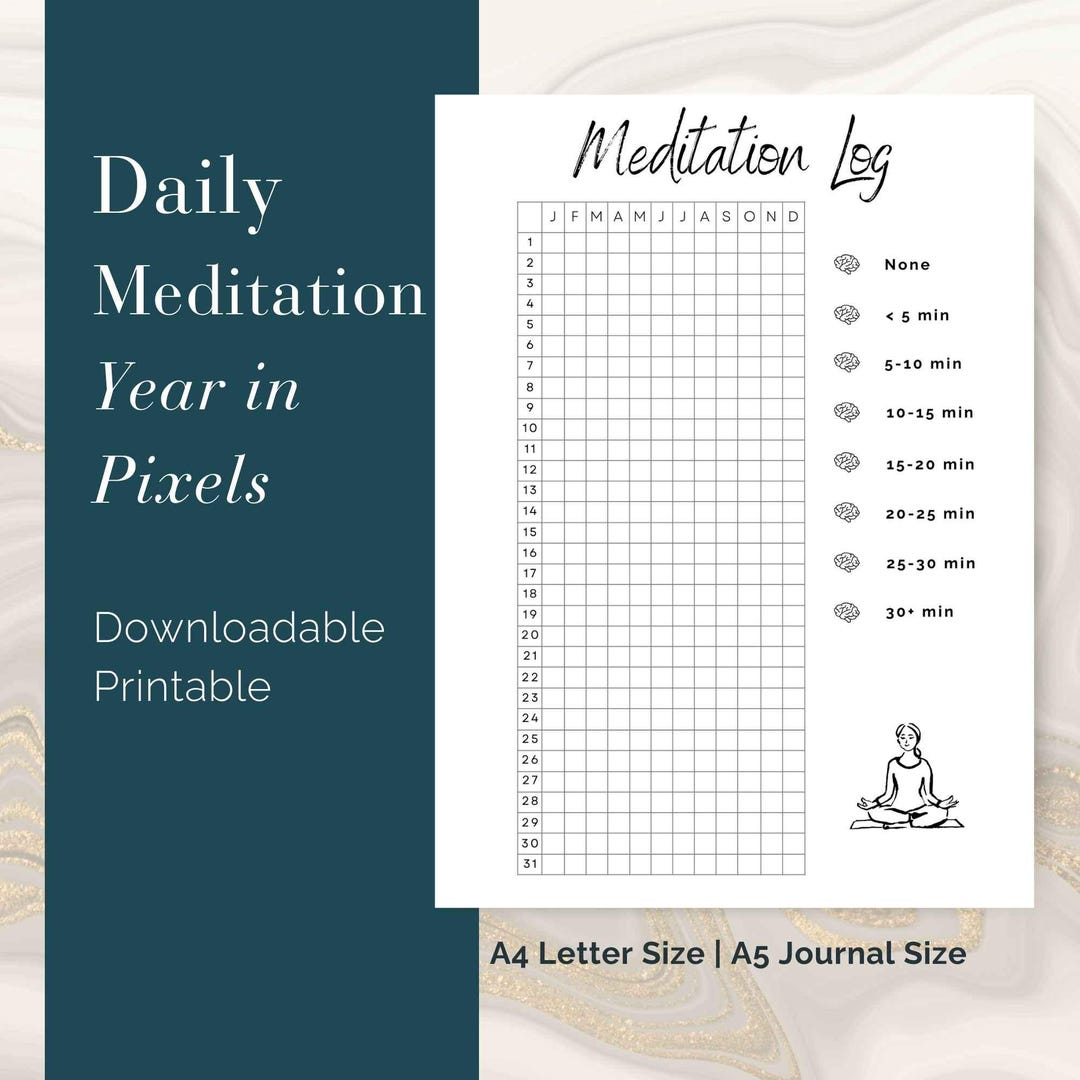 Meditation Tracker | Log Yearly | Printable Journal Page Insert A5 ...