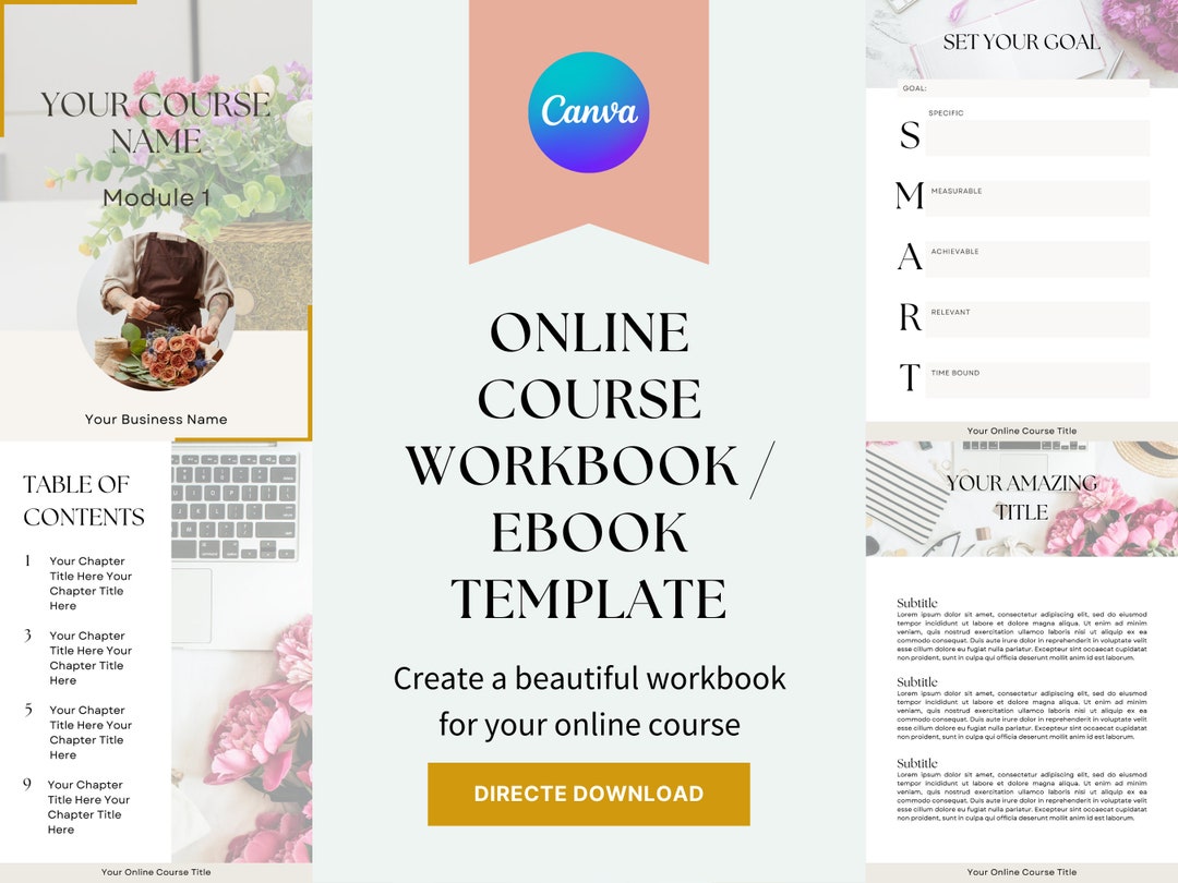 Online Course Workbook Templates for Canva Ebook Template, Course ...